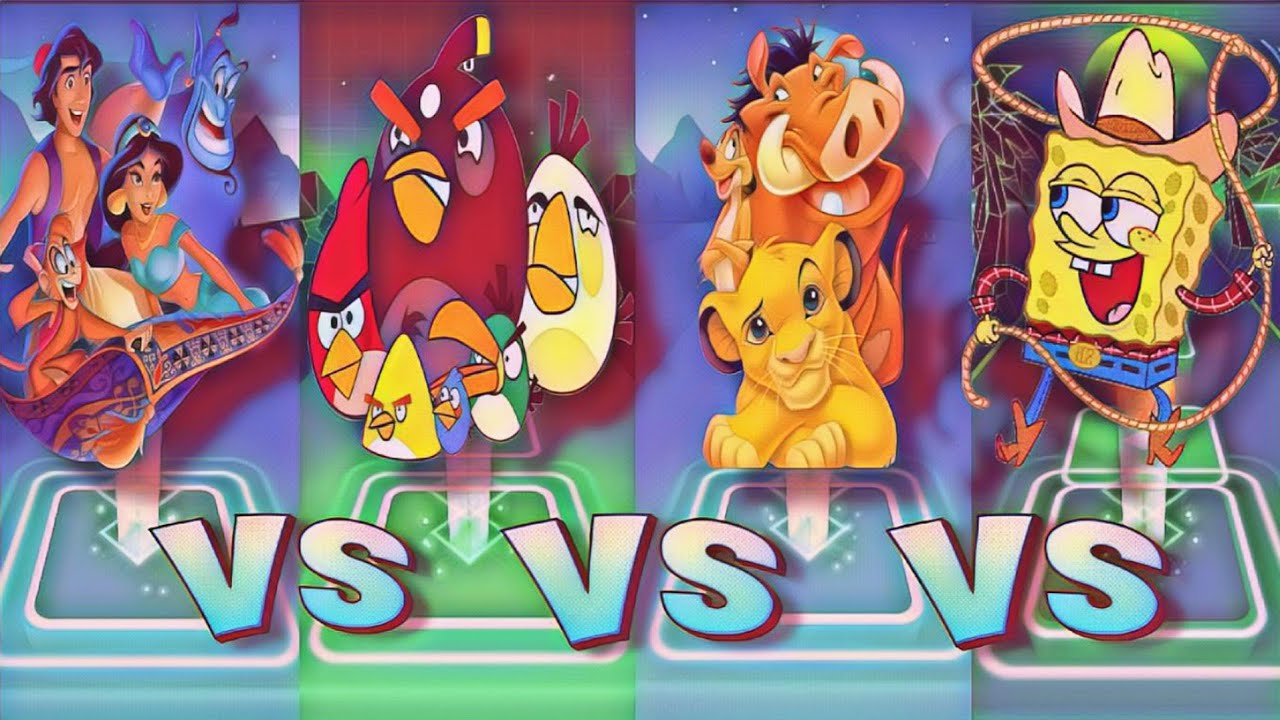 🎮 Aladdin Disney VS Angry Birds VS The Lion King VS SpongeBob | Tiles ...