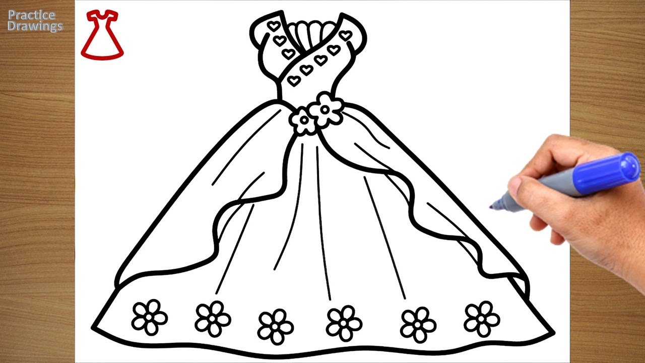 How To Draw A Beautiful Wedding Dress Step By Step │ Drawing Hub # ...