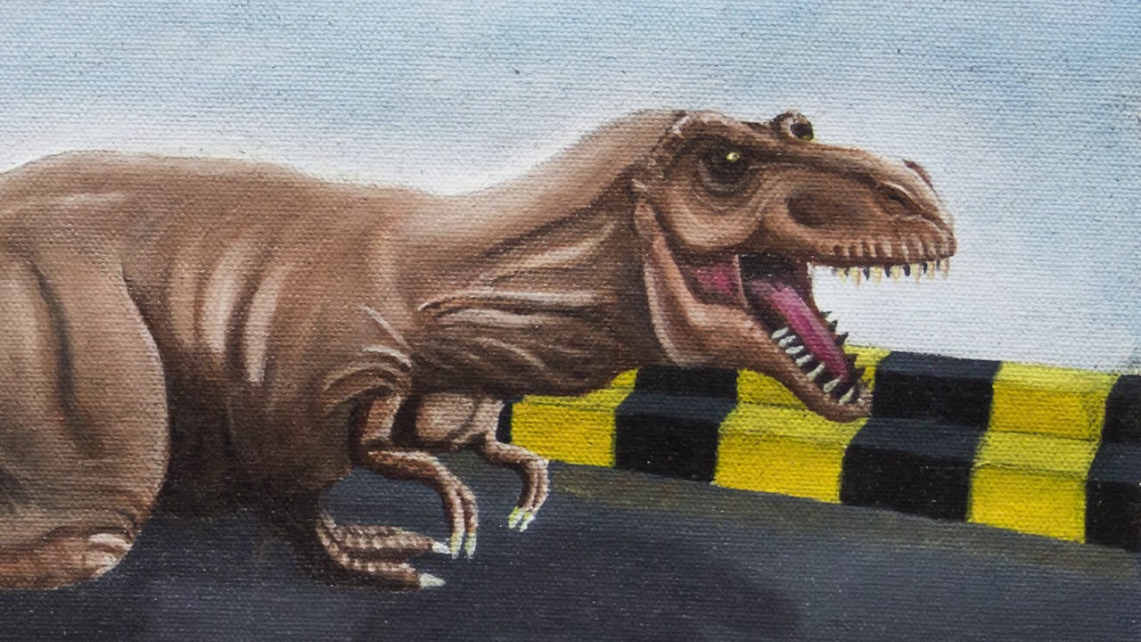T rex Oil painting teaser - YouTube