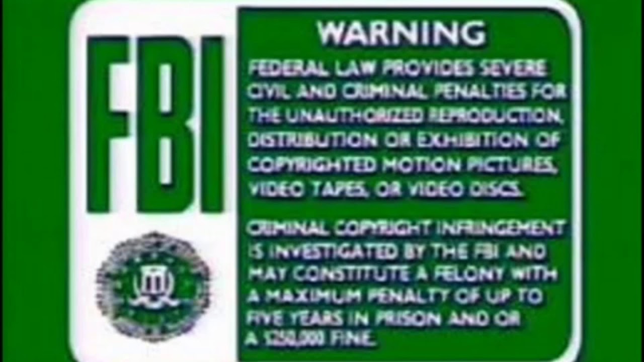 Disney FBI Warning (1980-2005) - YouTube