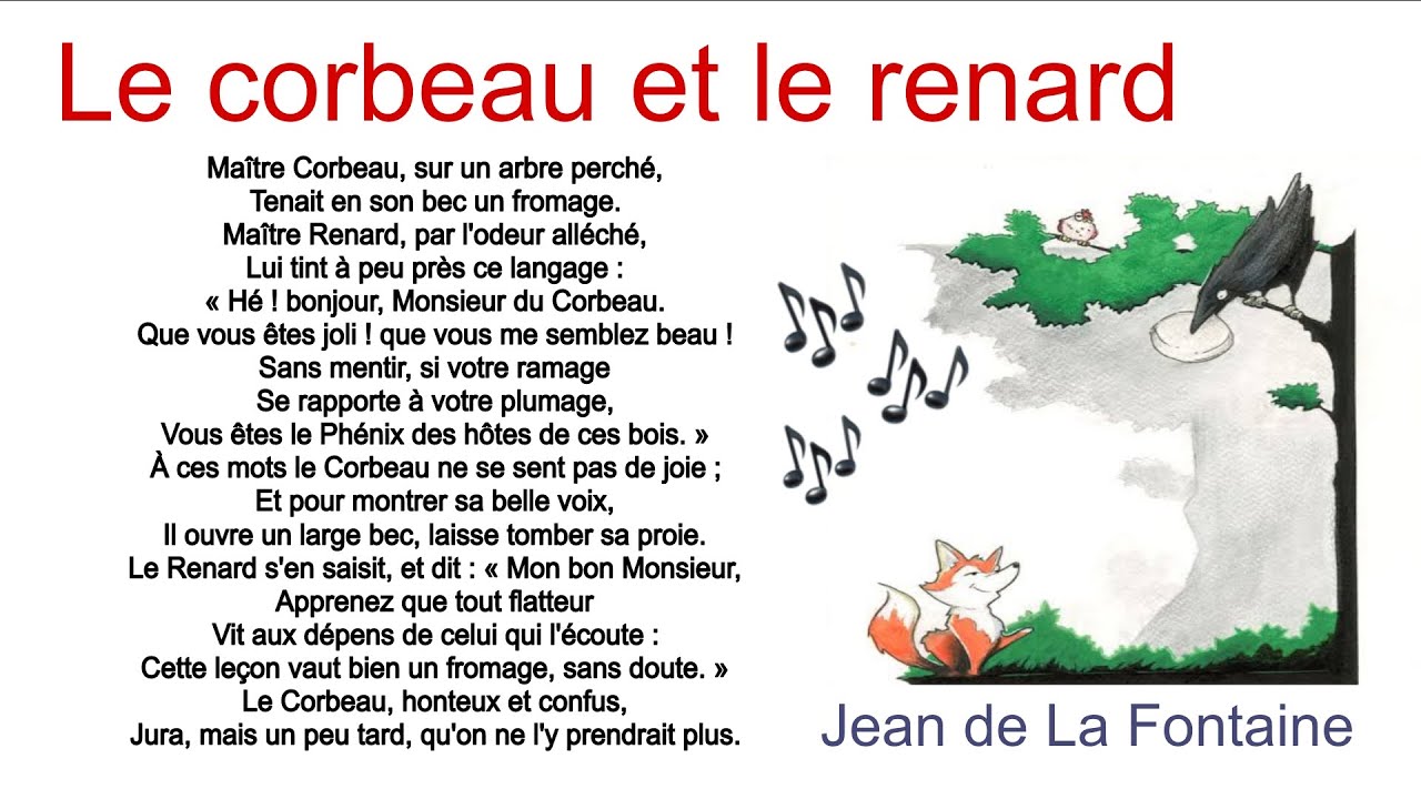 Poésie " le corbeau et le renard " Jean de La Fontaine [ Trés belle ...