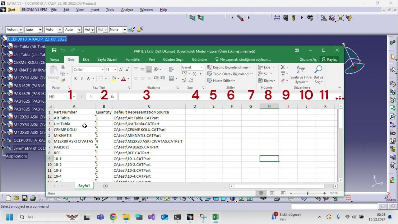 CATIA CAPTURE TO EXCEL MACRO - YouTube