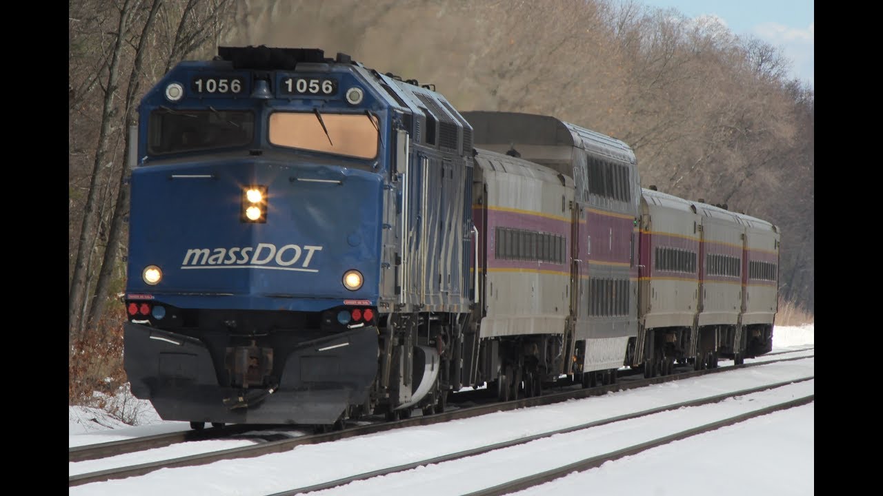 MassDot F40PH-2C #1056 on MBTA in Ayer! - YouTube