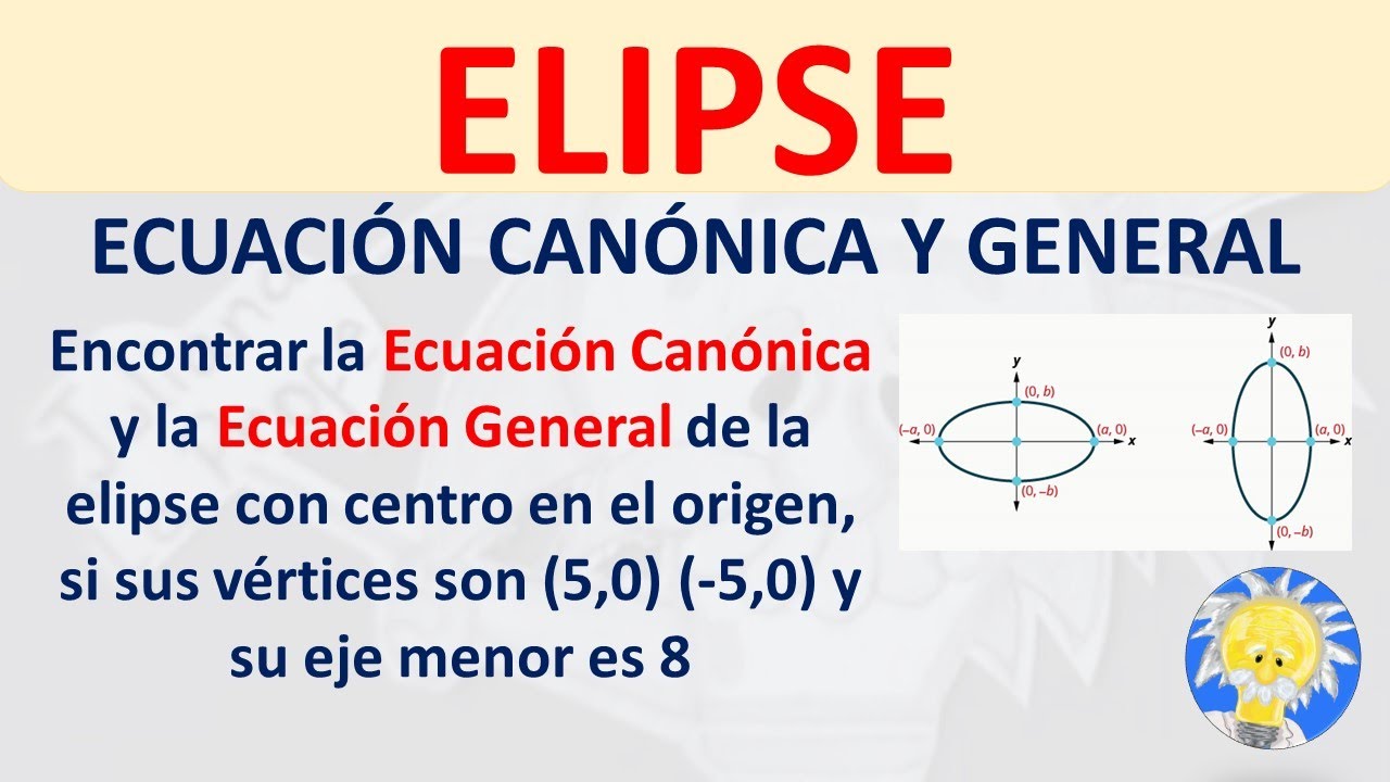 🏉 ELIPSE: ECUACIÓN CANÓNICA Y GENERAL conociendo Vértices y Eje Menor ...