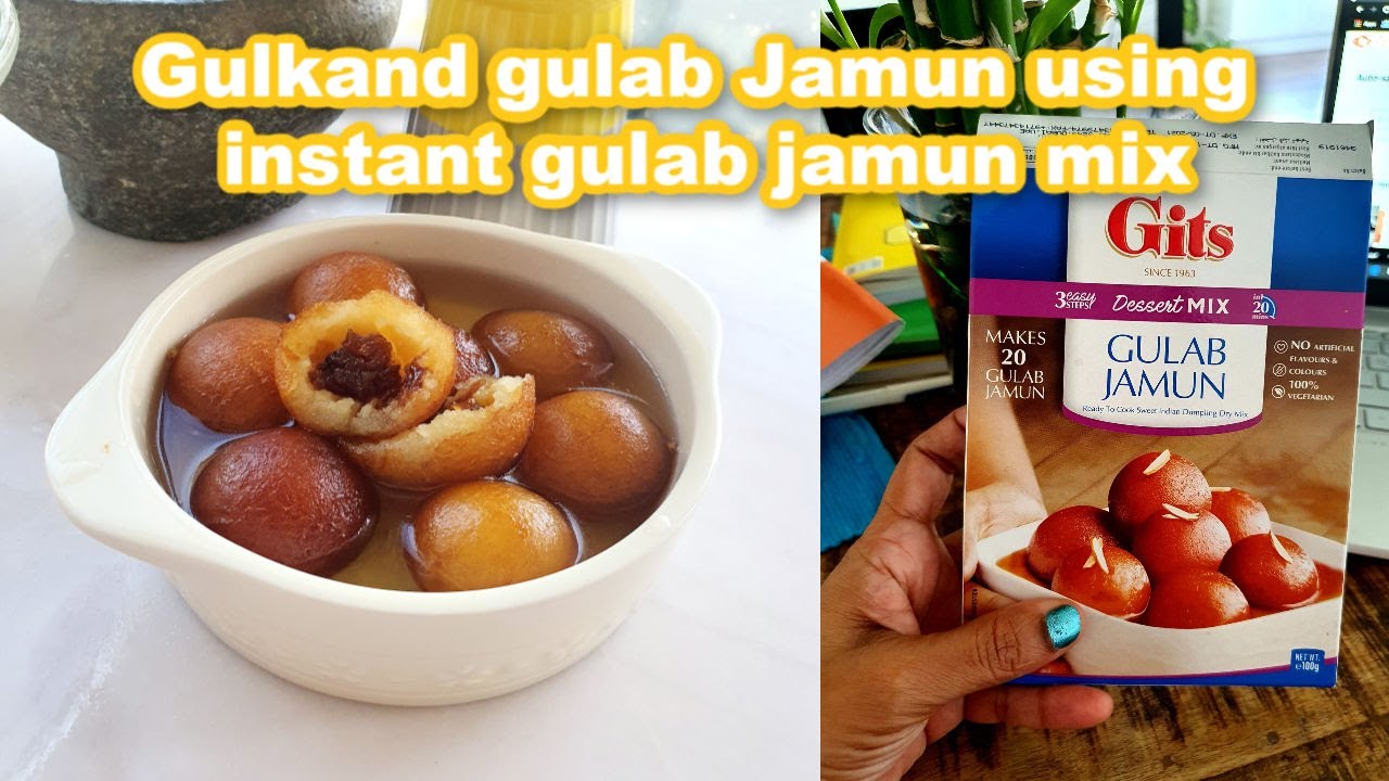Gulkand Gulab Jamun Recipe, Instant gulkand stuffed gulab jamun using ...