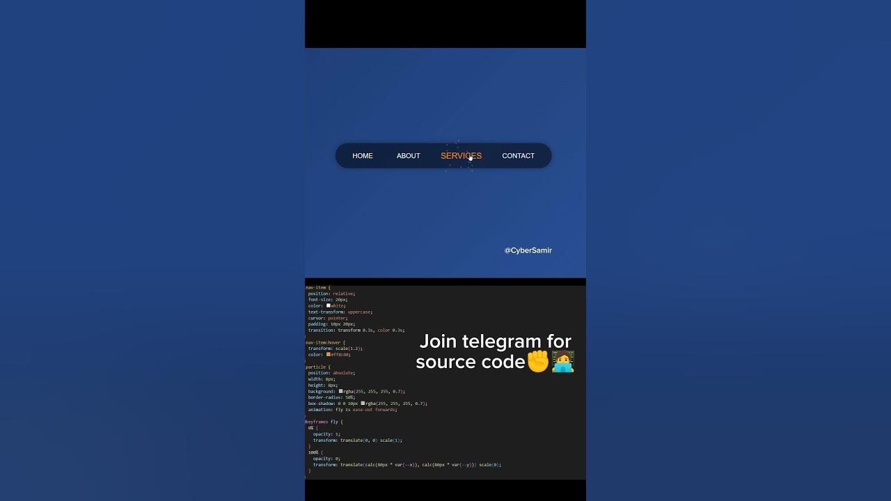 Interactive Navbar Magic! Hover over the nav items and watch the particles fly! 🎇 #coding #html ...