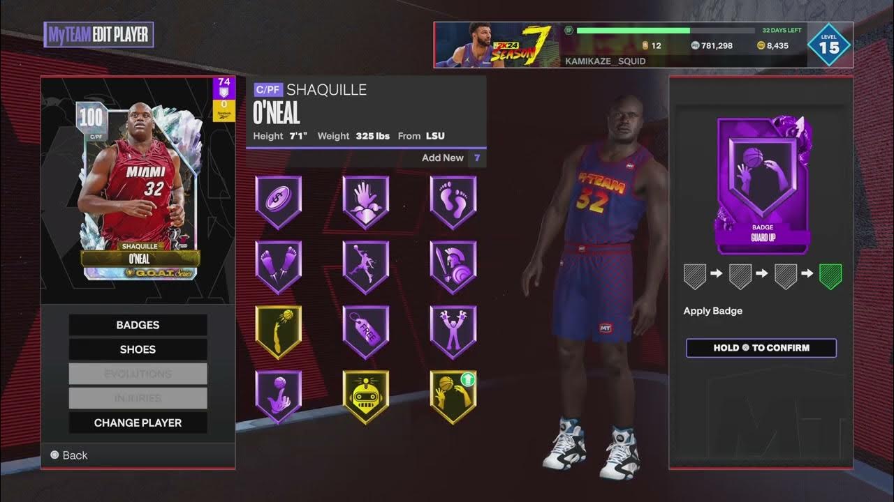 NBA 2K24 Badging 100 overall Shaq - YouTube