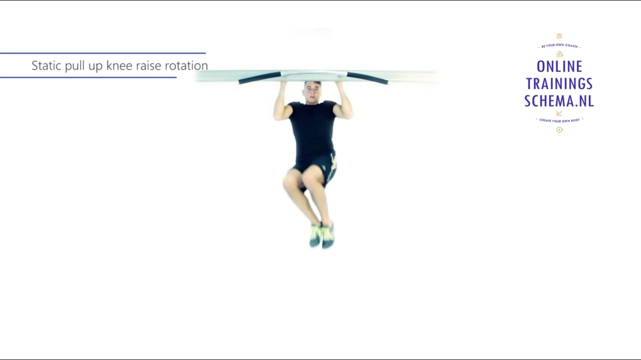 Static pull up knee raise rotation - Biceps en buikspieroefening ...