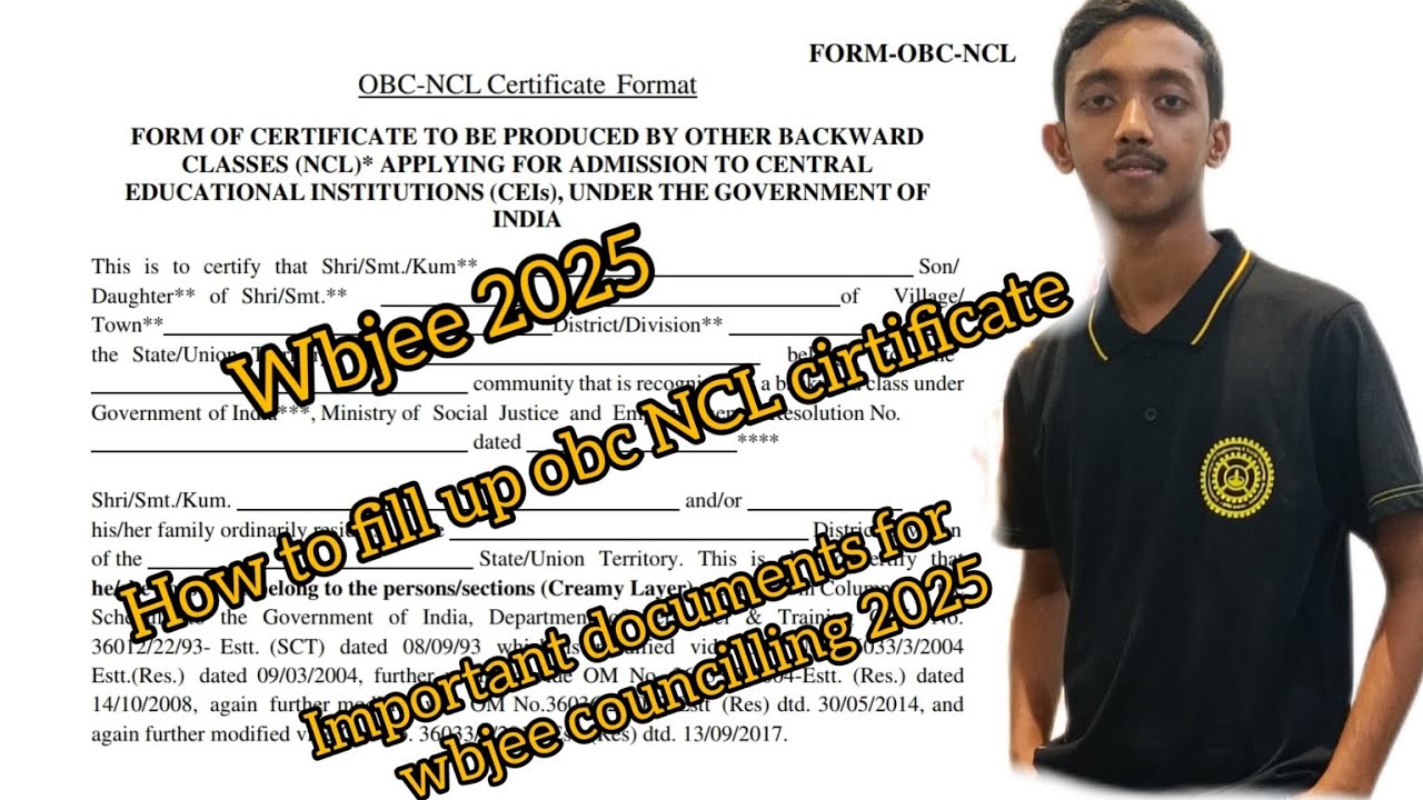 #how to form fill up OBC NCL certificate #wbjee2025 #job document ...
