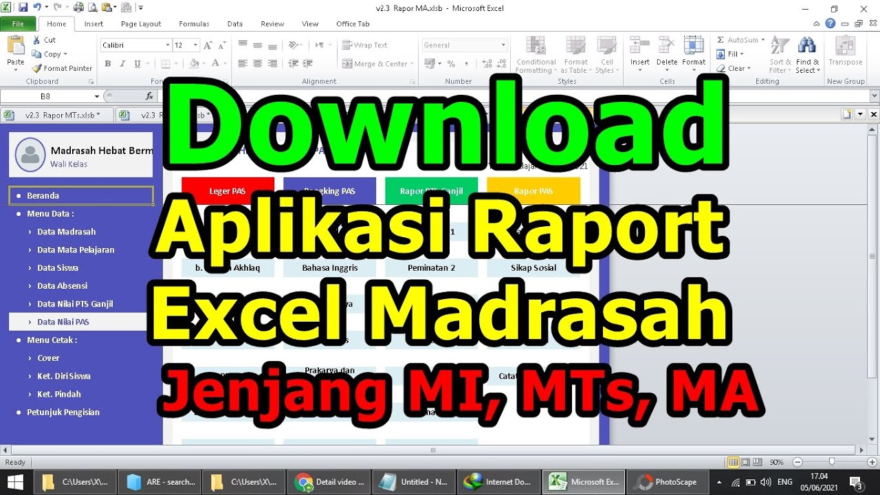 Download Aplikasi Raport Madrasah, Jenjang MI, MTs & MA Berbasis Excel ...