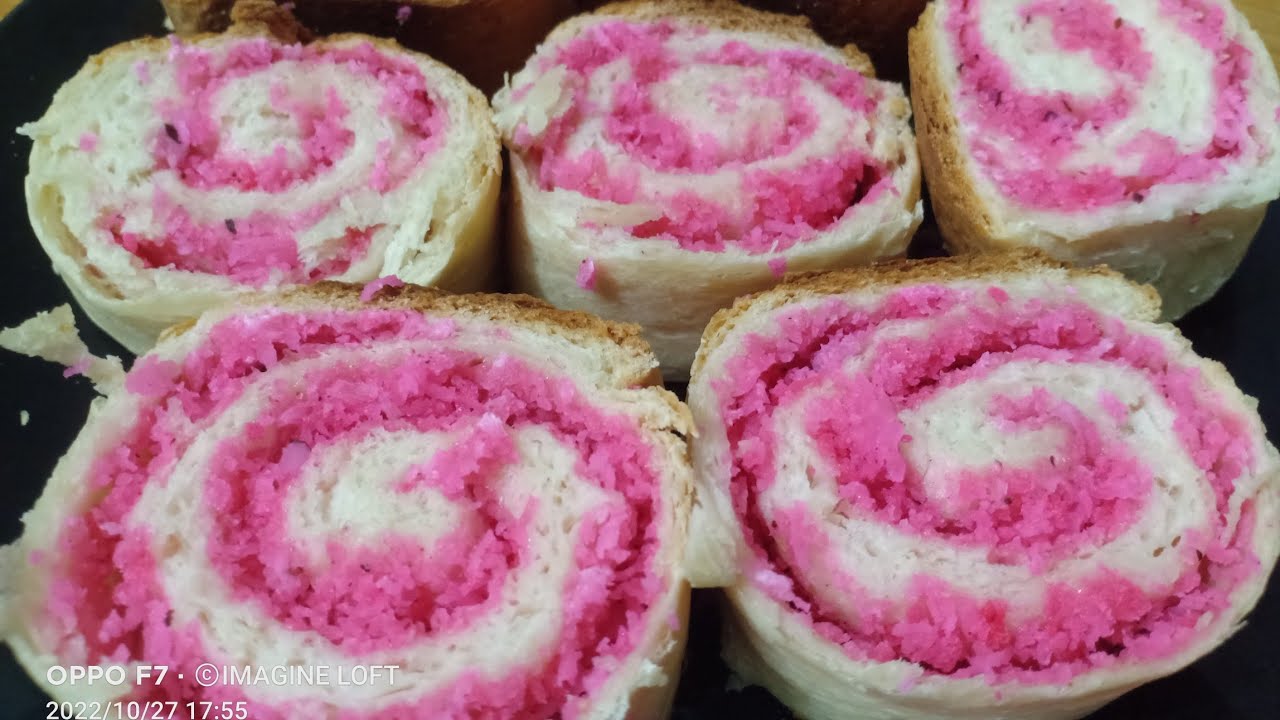 bread roll with pink coconut /pink coconut bread roll . delicious ...