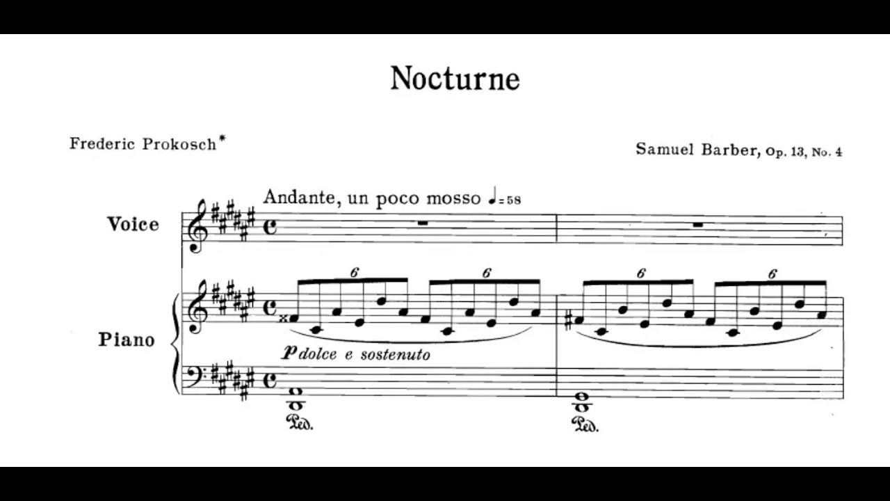 Samuel Barber - Four Songs, Op. 13 - No. 4 "Nocturne" [Score video ...