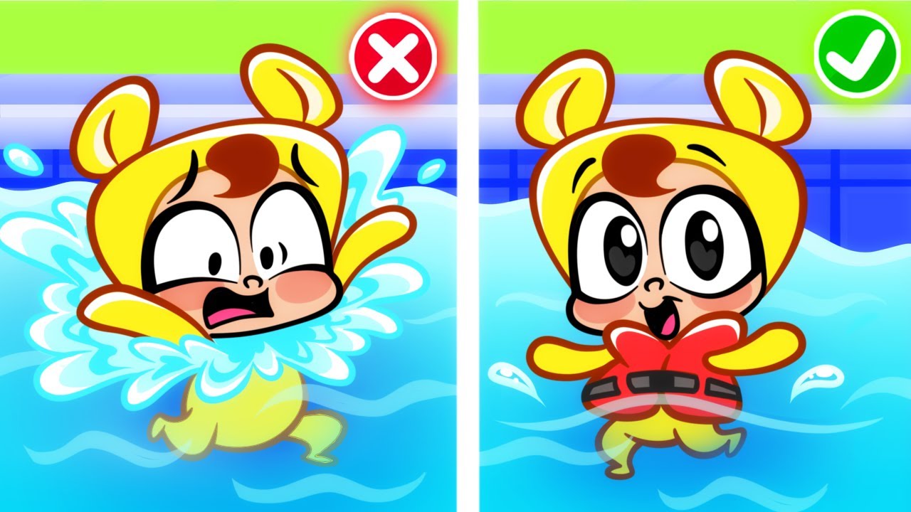 Safety In The Swimming Pool 💦 Fun At the Pool 💧 Cartoons for Kids ...