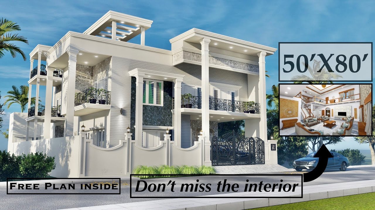 50X80 Duplex House Design | 4000 Sqft House Plan | Luxury House Design ...