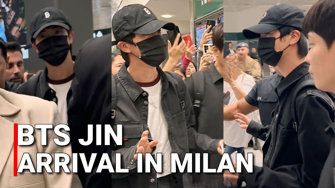 BTS Jin Arrival in Milan Italy For Gucci Fashion Show | Jin 진 in Milan ...