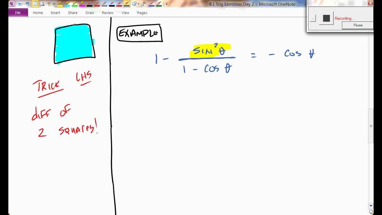 8 1 Establishing Trig Identities Day 2 Video - YouTube