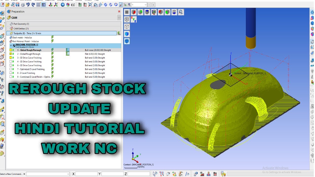 WORK NC REROUGH STOCK UPDATE HINDI TUTORIAL #solidworks #cadcam #worknc ...