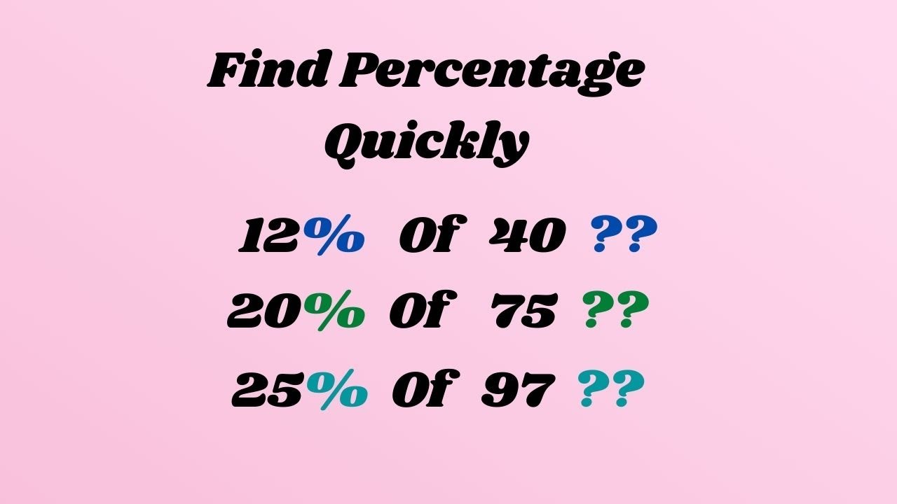 How to Calculate percentage || Short trick to find percentage. - YouTube