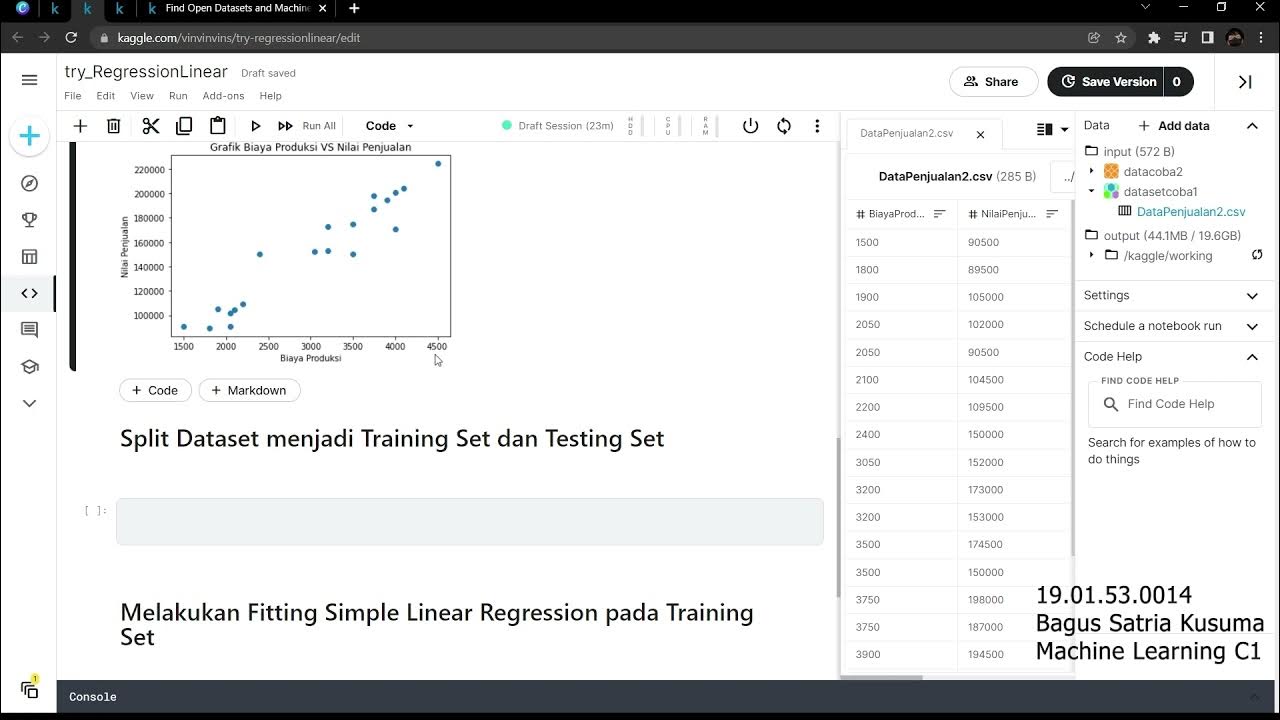 Implementasi Machine Learning Regresi Menggunakan Python | Kaggle - YouTube