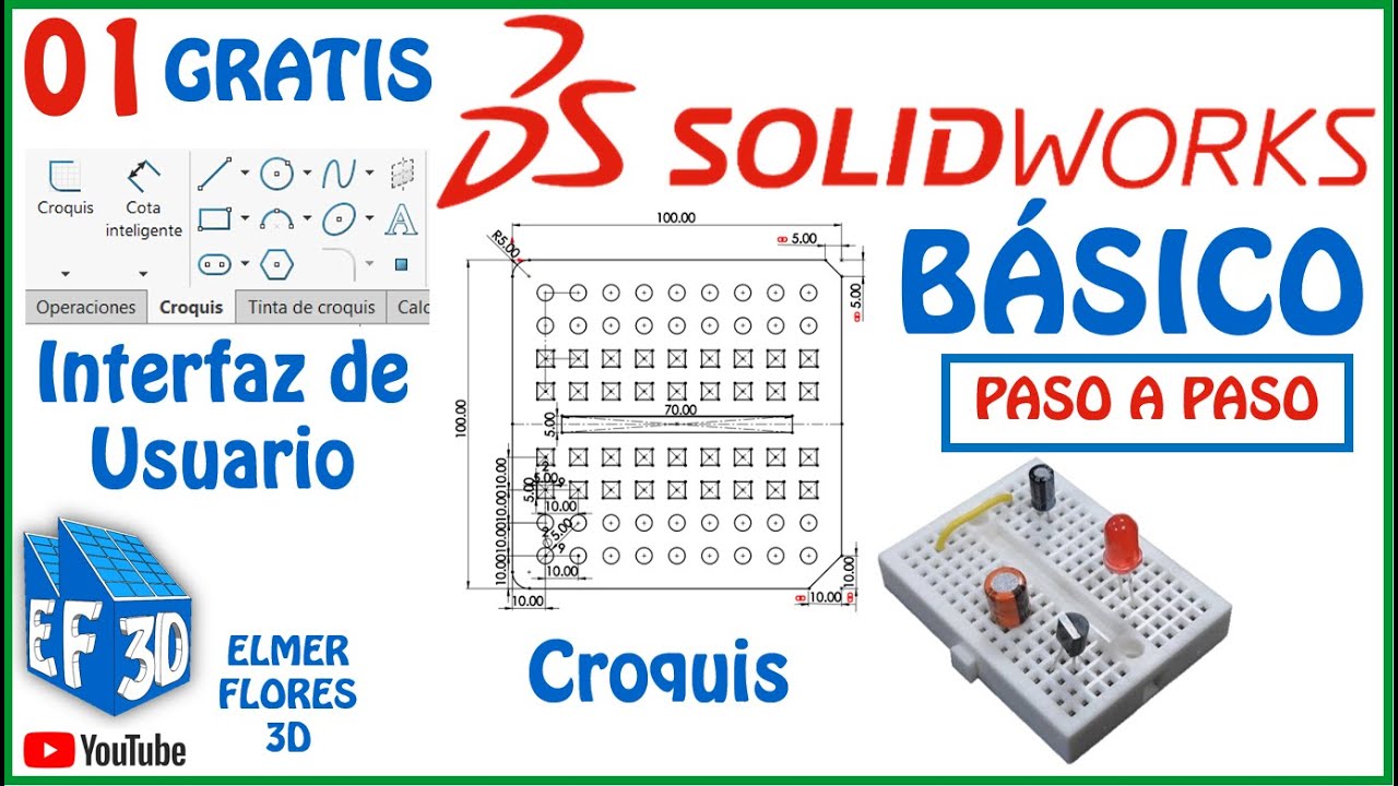 SOLIDWORKS BASICO PASO A PASO - 01: Interfaz de Usuario y Croquis - YouTube