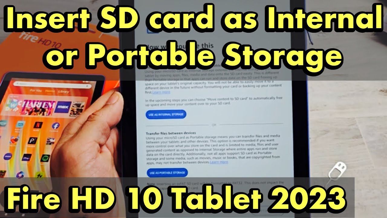 Amazon Fire HD 10 Tablet 2023: Insert SD Card as Internal or Portable ...