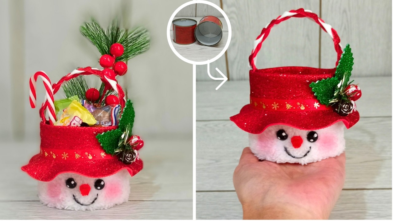 Very Cute and Easy⛄The Best Christmas Gift Snowman Basket🎁 Give or Use ...