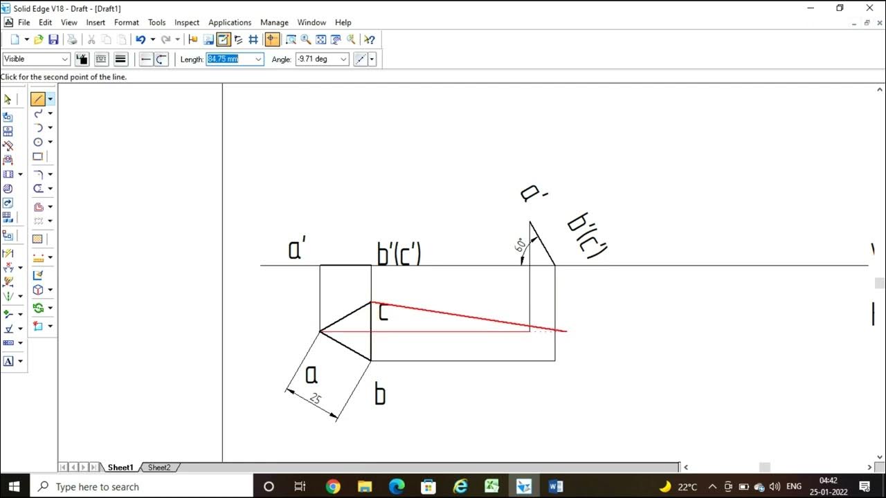 Projections of Plane Surfaces/1: Equilateral triangle lamina/ Engineering Drawing/Solid-Edge V19 ...
