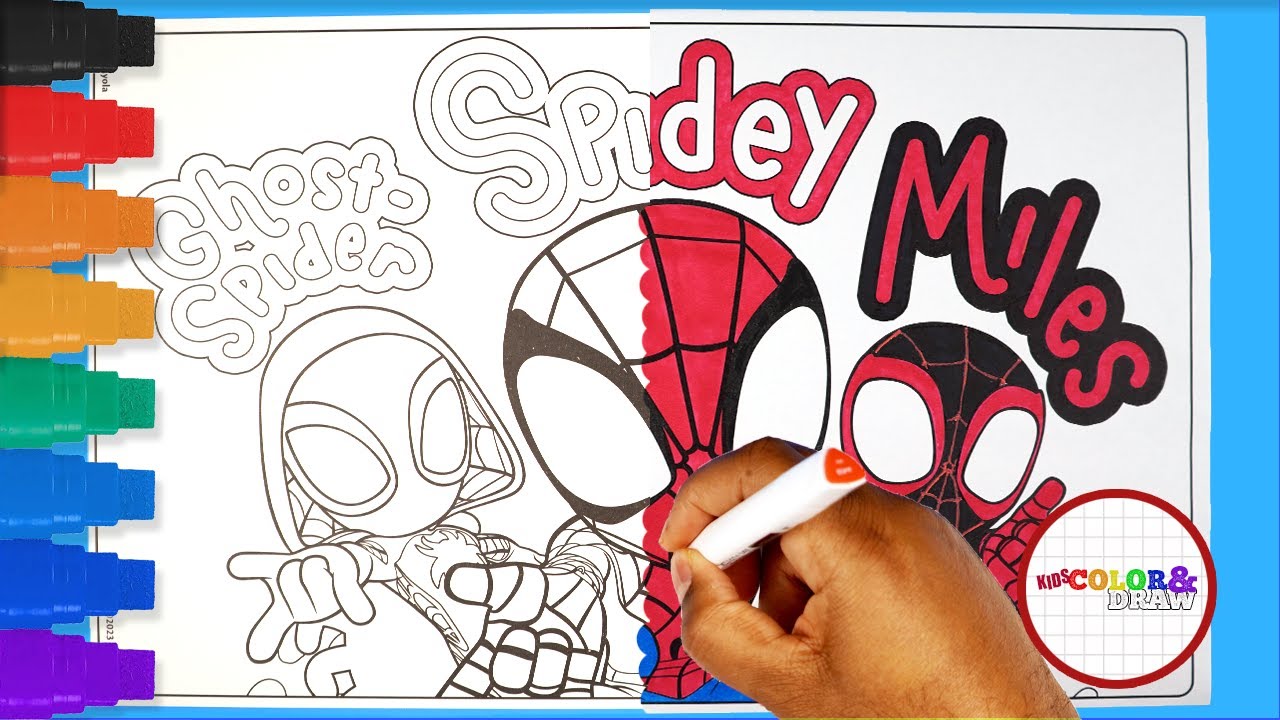 Coloring Spidey and His Amazing Friends Miles Morales - Spin & Ghost ...