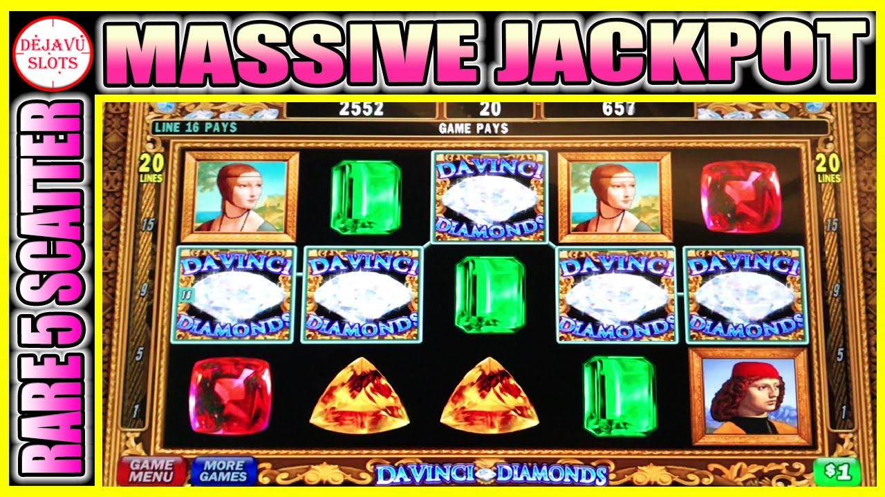 RARE 5 SCATTER MASSIVE JACKPOT! DAVINCI DIAMONDS HIGH LIMIT SLOT ...