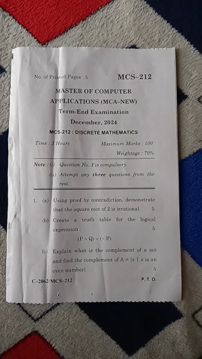 MCS212 DISCRETE MATHEMATICS DEC 2024 MCA NEW 1 SEMESTER - YouTube