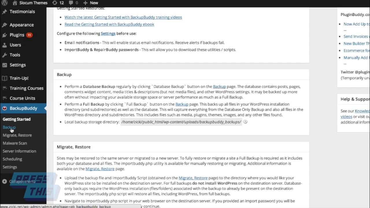 How to create a backup of WordPress with BackupBuddy - PressThis - YouTube