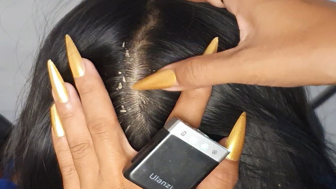 Tingly ASMR Scalp Check 💫 | Long Hair + Glam Nail Scratching Therapy ...
