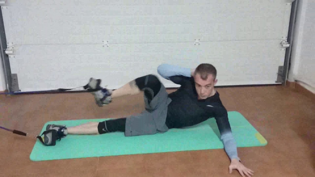 Resistance Bands Lying Oblique Crunch - YouTube