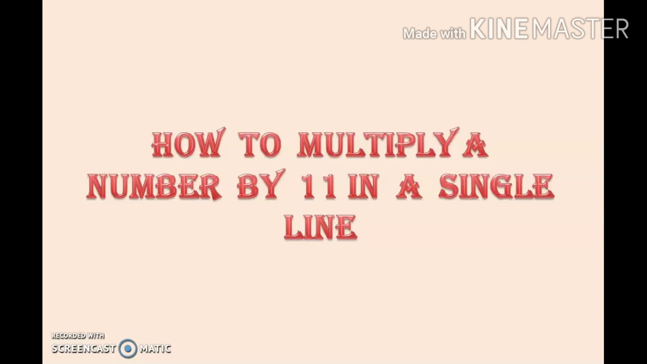 How To Multiply A Number By 11 In A Single Line In English YouTube