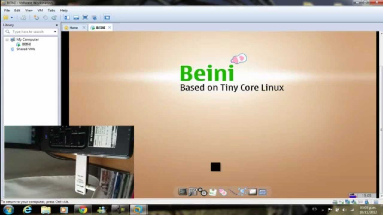 COMO USAR BEINI EN VMWARE 8 CON TP LINK 722N - YouTube