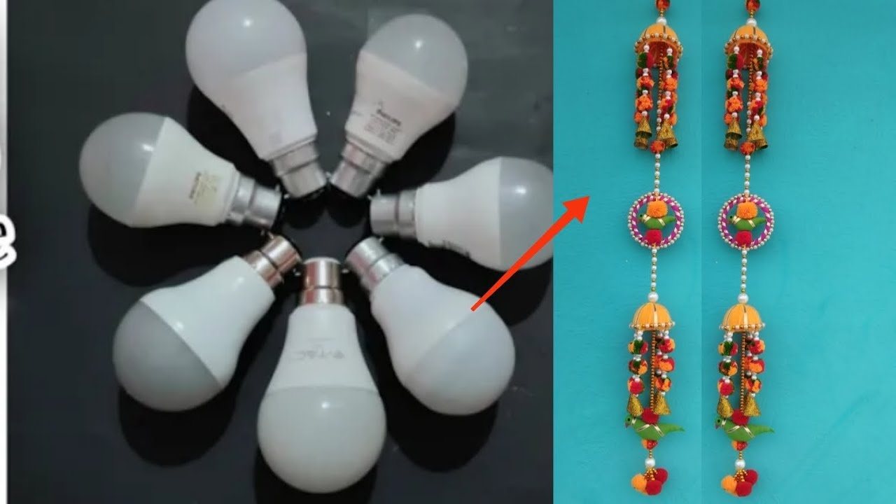 Waste LED bulb decoration ideas | wall hanging useing by old LED bulb ...