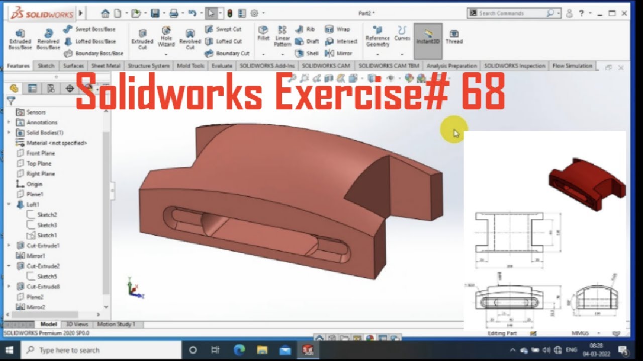 SOLIDWORKS EXERCISE# 68 | 3D MODELLING FOR BEGINNERS - YouTube