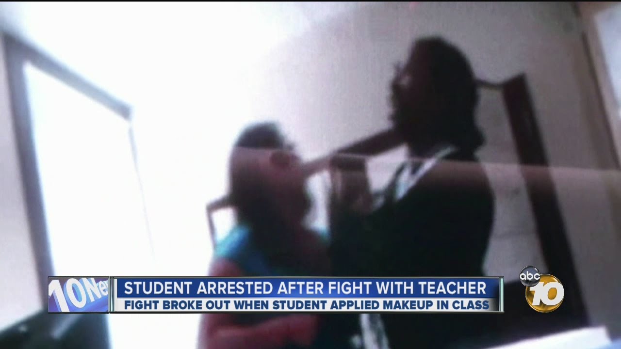 Fight between student, teacher caught on cellphone video - YouTube