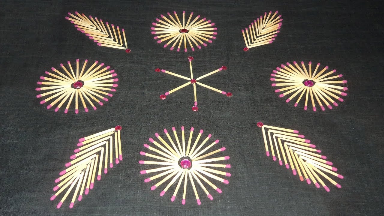 Wall mat design with matchstick 02 - YouTube