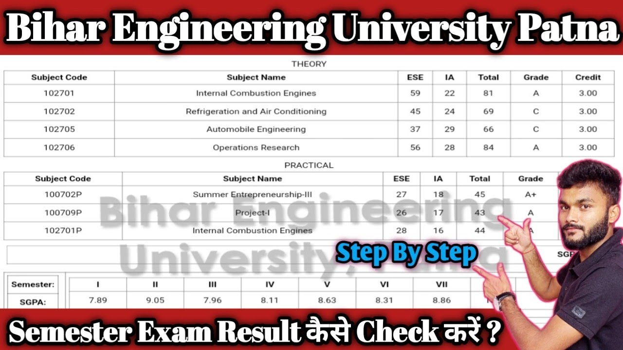 Bihar Engineering University Patna Semester Exam Result कैसे Check करें ...