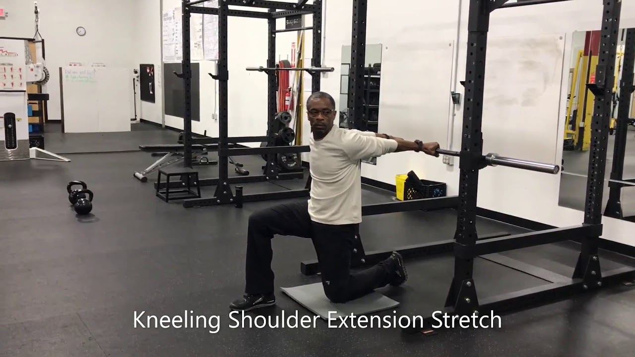 Kneeling Shoulder Extension Stretch - YouTube