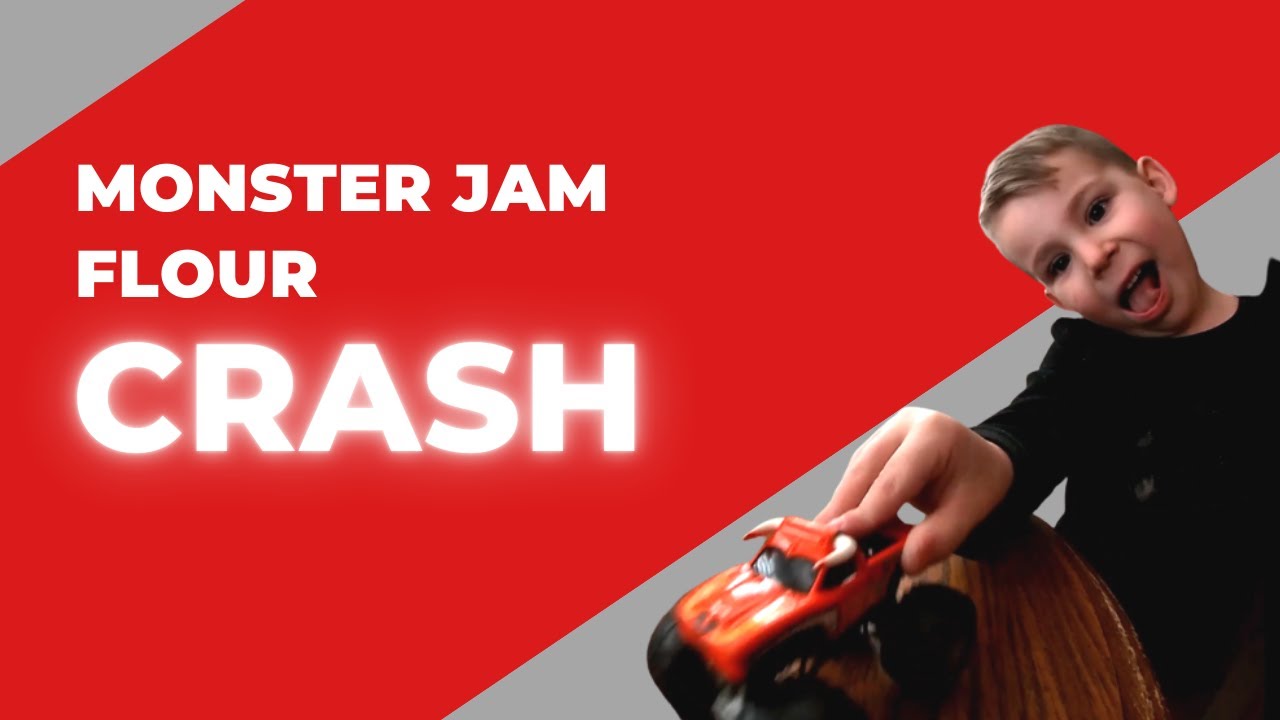 Monster Jam Toy Monster Trucks Crash into a Flour Pile | Fun Video for ...
