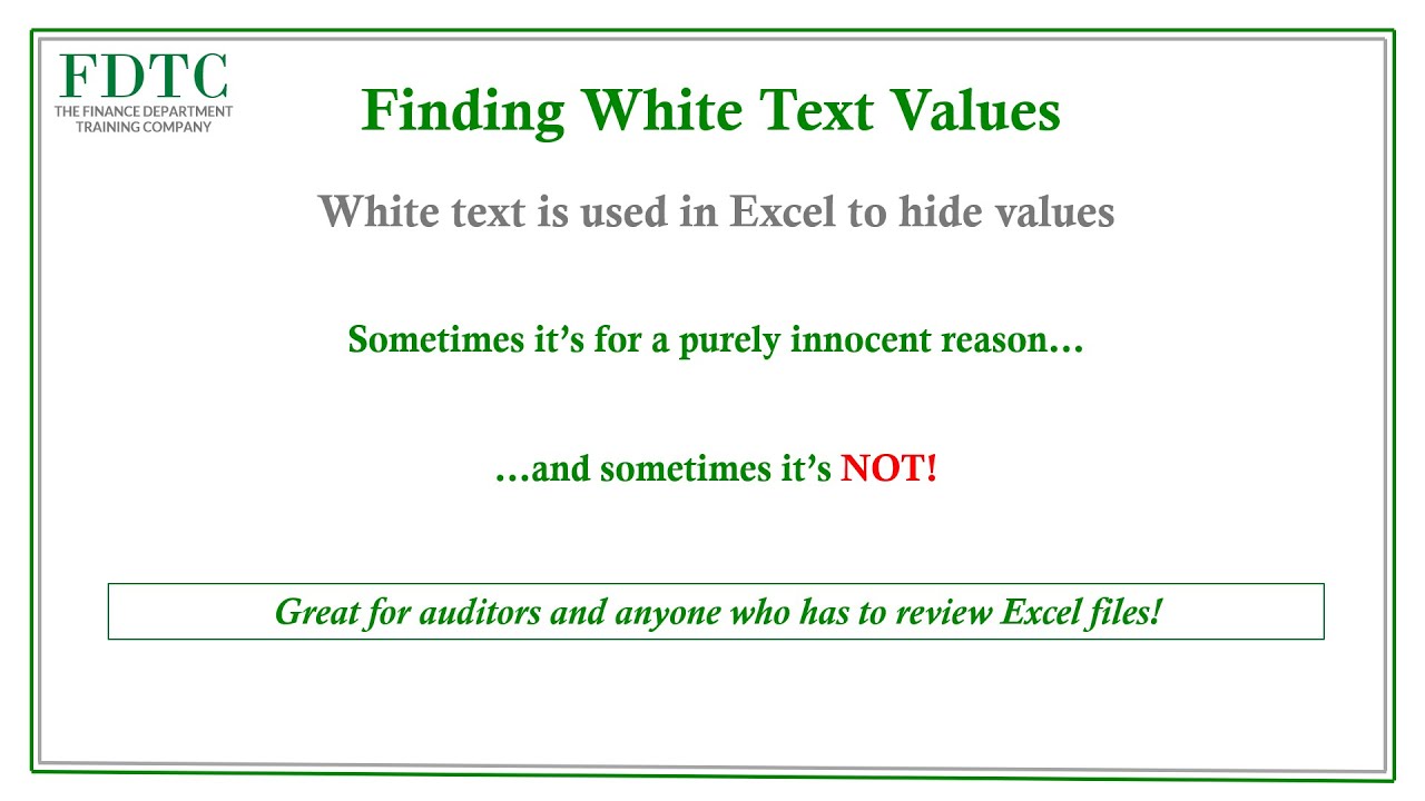 How To Easily Find White Text In Excel Workbooks YouTube How To Easily Find White Text In Excel Workbooks YouTube