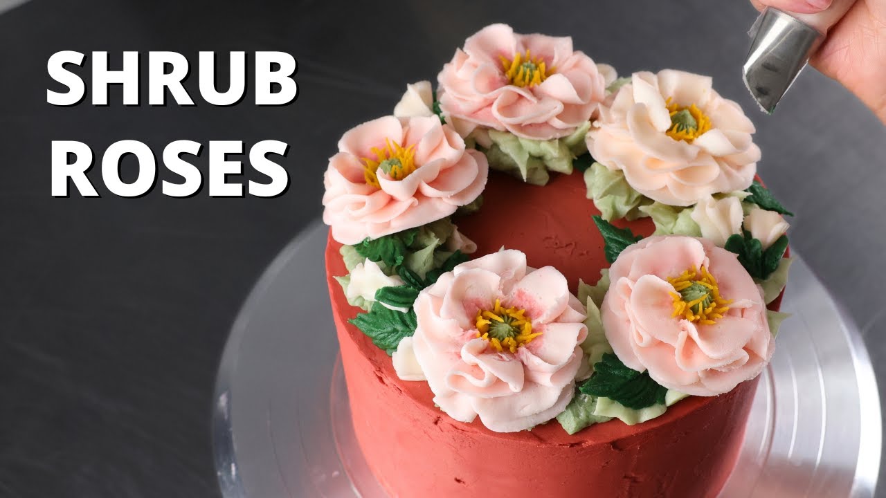 How to make shrub roses wreath cake [ Cake Decorating For Beginners ] - YouTube