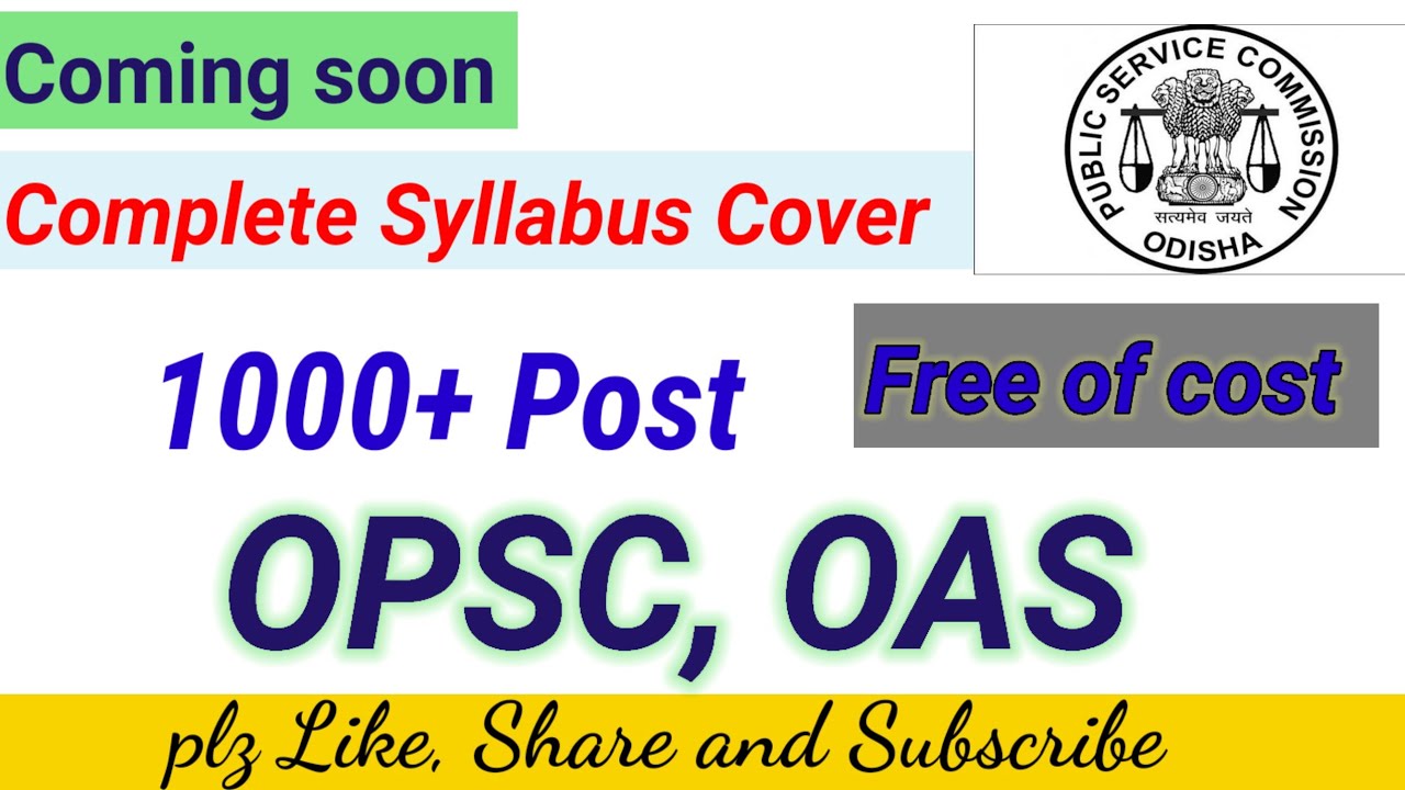 OPSC, 🥰 OAS 🥰 Complete Syllabus Cover // Free of Cost// With hand ...