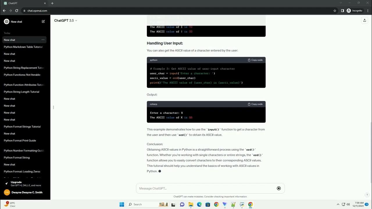 Python Get Ascii Value Youtube