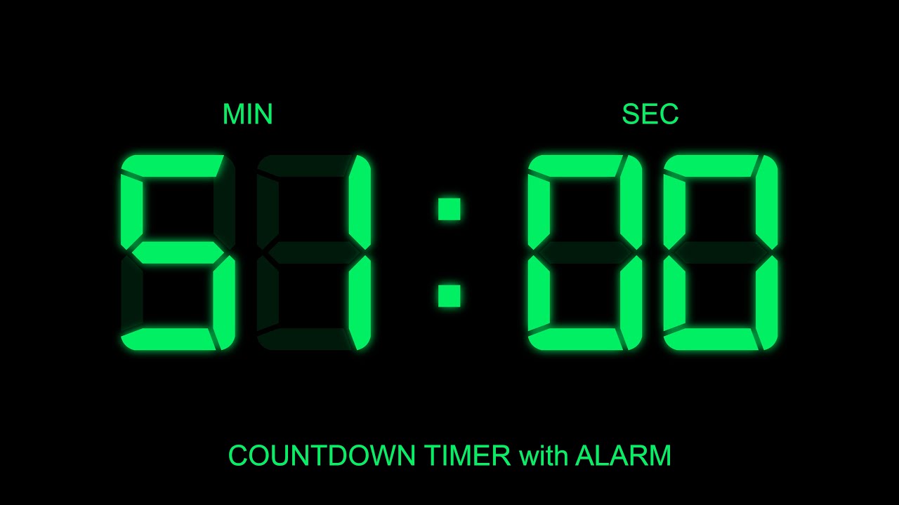51 Minute Countdown Timer with Alarm on Start and Finish time , glowing ...