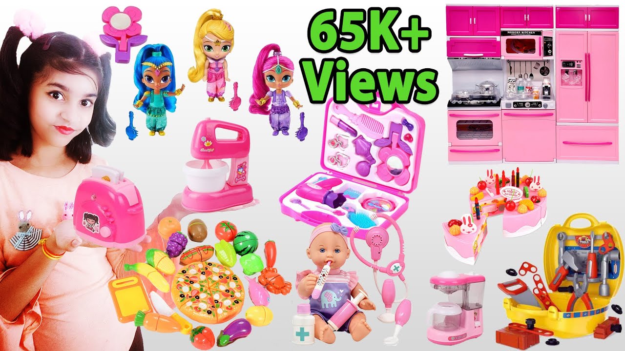 Jini Kids Toys Play and Unboxing I जिनी के खिलौने I kitchen set, barbie ...