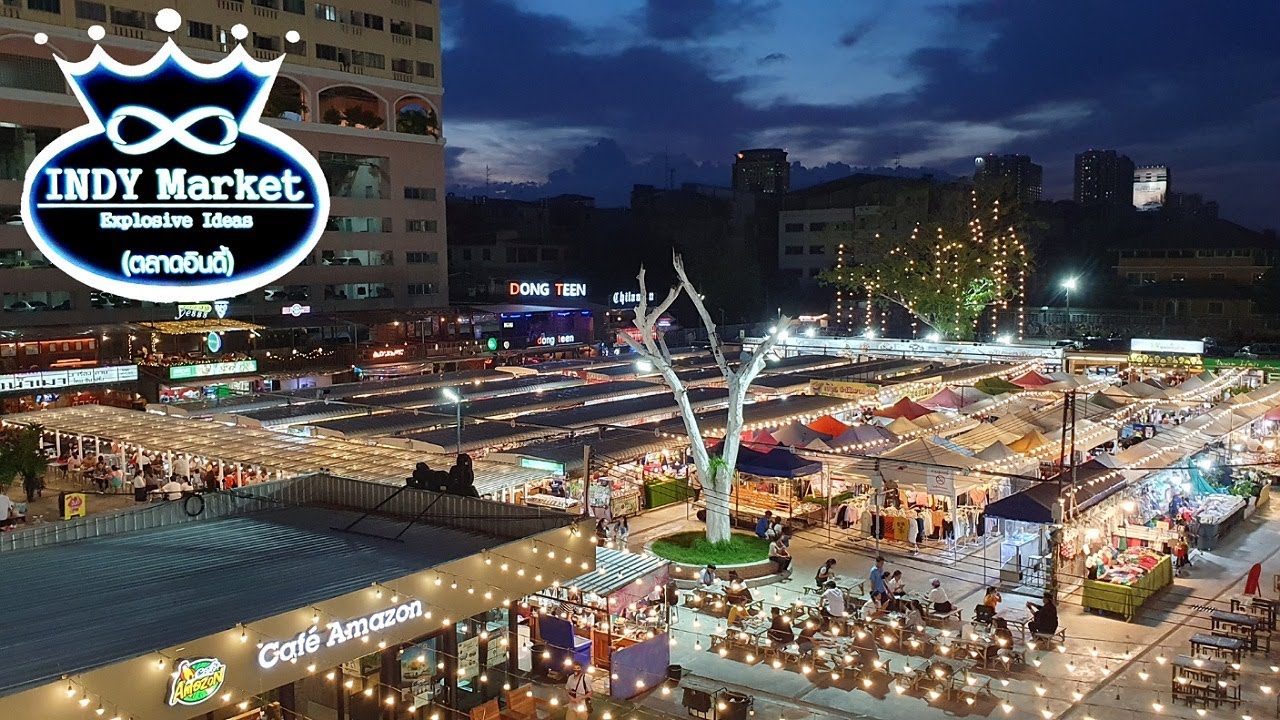 [4K] Bangkok Night Walk around Indy Market Pinklao | Enjoy Street Food ...