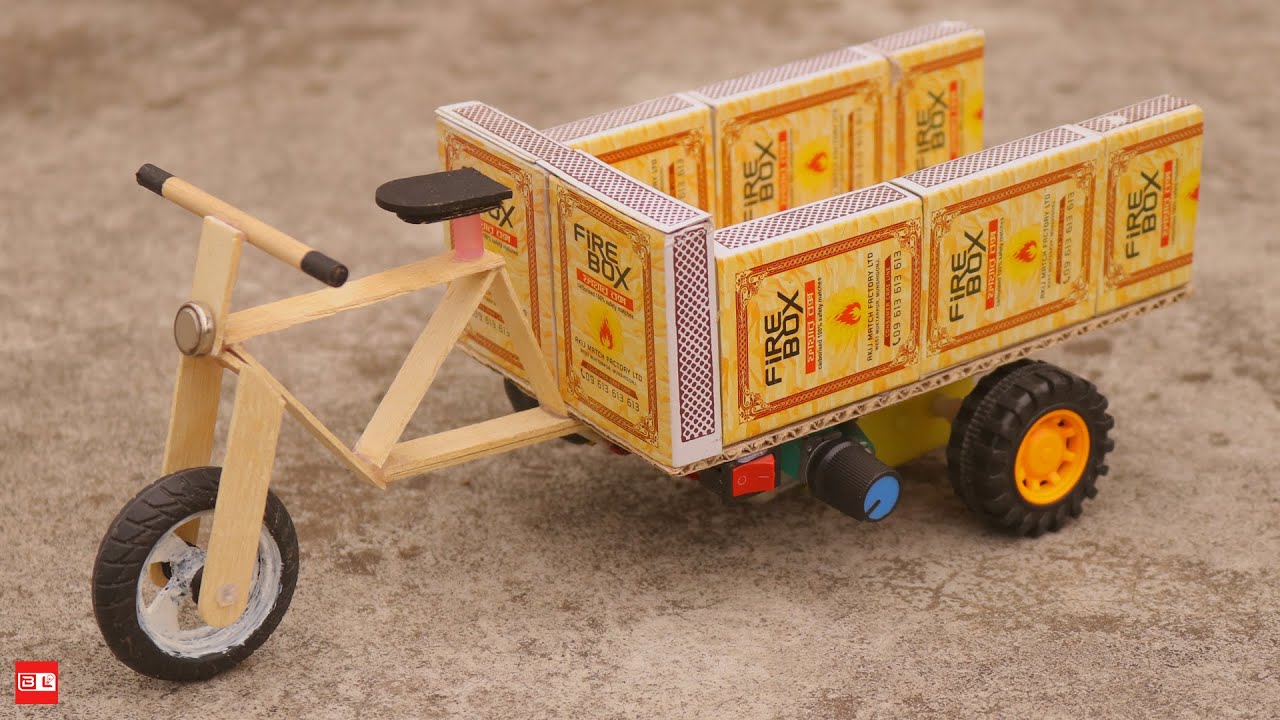 How to Make Matchbox Loading Cycle Rickshaw at home - Diy Electric ...